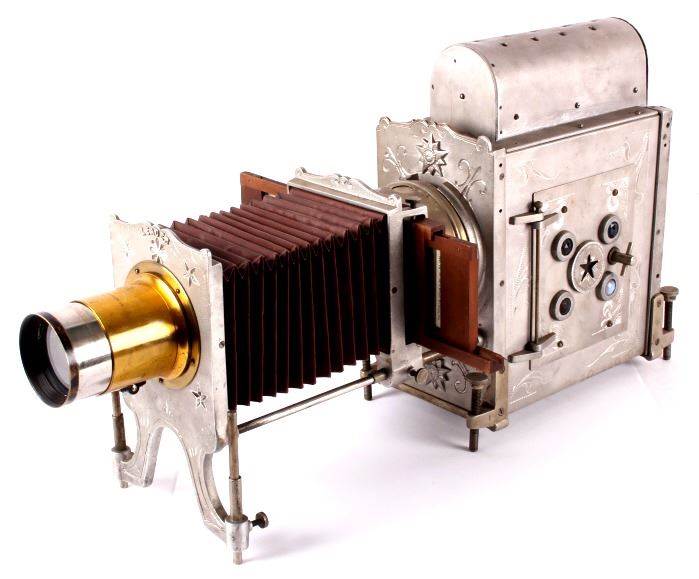 Antique Magic Lantern Stereopticon Viewer & Slides