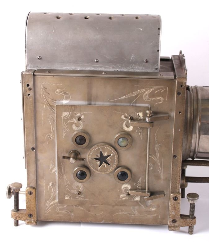 Antique Magic Lantern Stereopticon Viewer & Slides