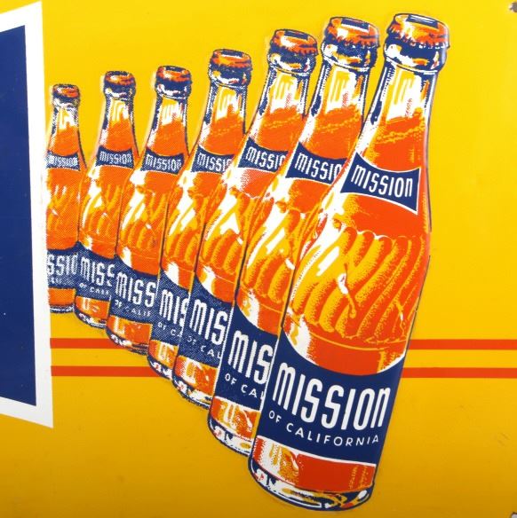 Mission Orange Soda Embossed Tin Advertising Sign