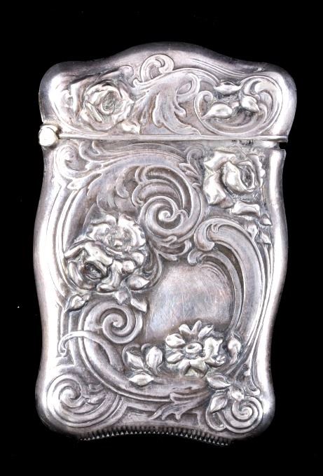 Antique German Silver Art Nouveau Match Safe