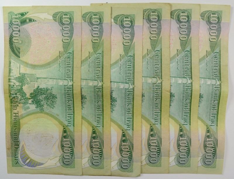 6 x 10000 IRAQI DINAR NOTES OFFICIAL CURRENCY OF IRAQ - NICE CIRC NOTES