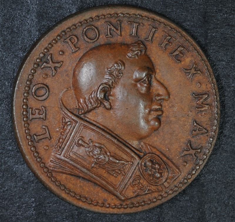 1513 POPE LEO X BRONZE PAPAL MEDAL, SCARCE!!!