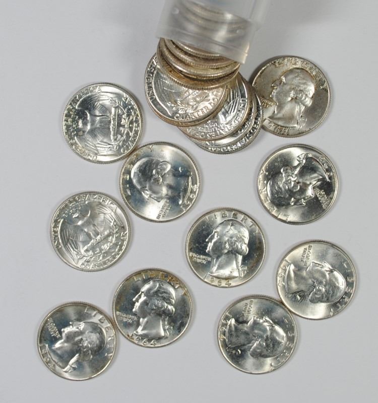 MIXED DATE SILVER WASHINGTON QUARTER ROLL ( 40 ) COINS