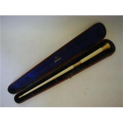 A CASED MAPPIN AND WEBB IVORY CONDUCTOR'S BATON, repousse 15ct pommel ...