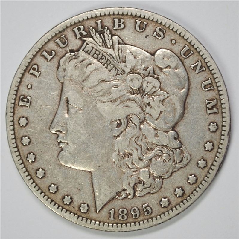 1895-O MORGAN SILVER DOLLAR, VF KEY COIN