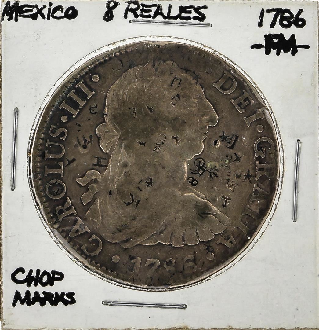 1786-FM Mexico 8 Reales Silver Coin with Chop Marks