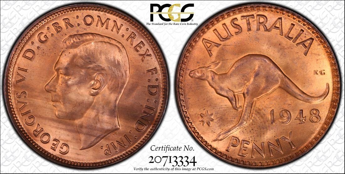 1948(M) Australian Penny - PCGS MS64RD