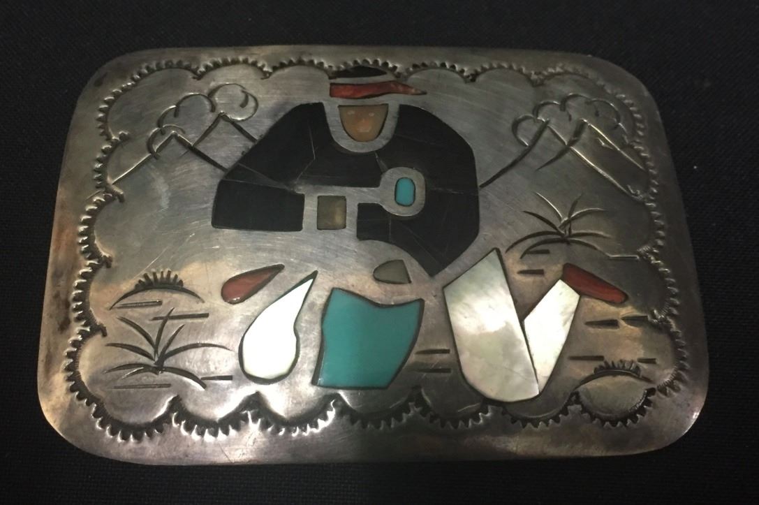 Navajo Inlay Belt Buckle – Signed