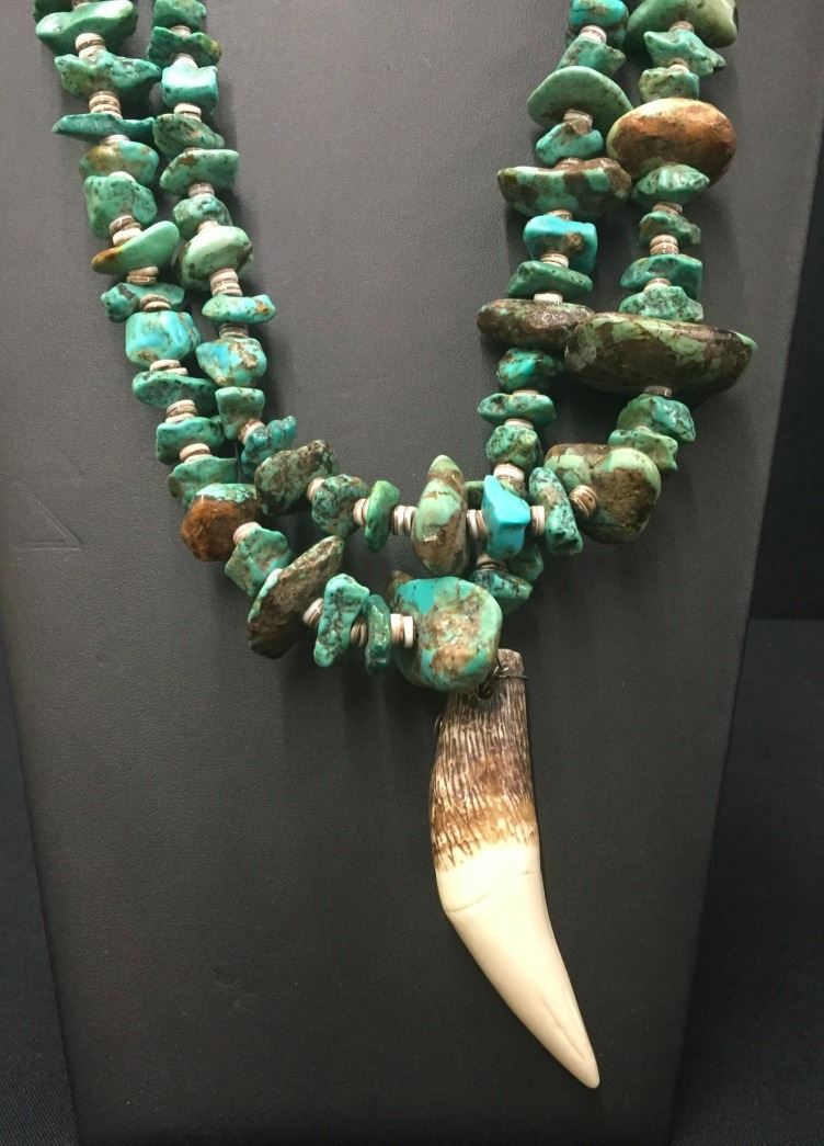 2-Strand Turquoise -Bear Tooth Necklace