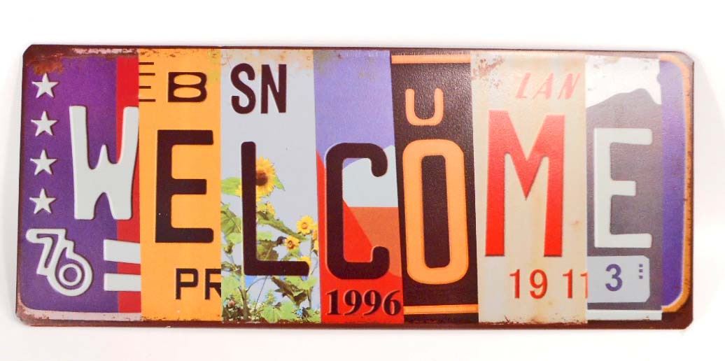 WELCOME LICENSE PLATE METAL SIGN
