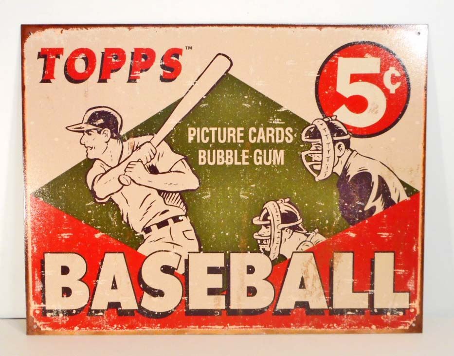 TOPPS BASEBALL METAL ADVERTISING SIGN - 12.5X16