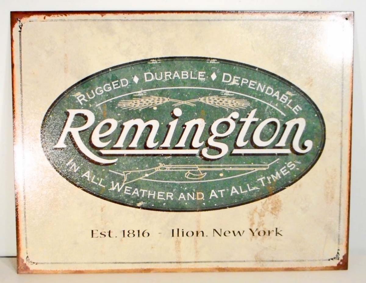 REMINGTON FIREARMS METAL ADVERTISING SIGN - 12.5X16