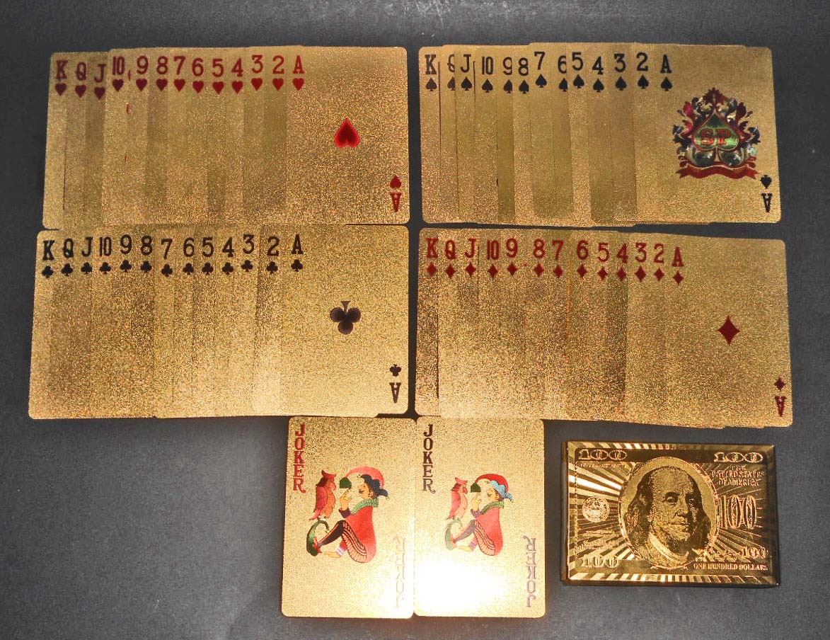 DECK OF 24K GOLD HUNDRED DOLLAR BILL PLAYING CARDS