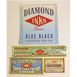 LOT OF 4 VINTAGE INK BOTTLE LABELS