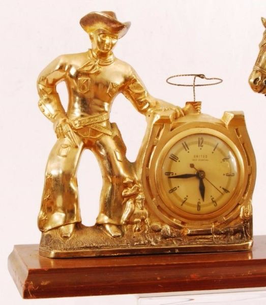Vintage 1950s Cowboy & Horse Western Clock