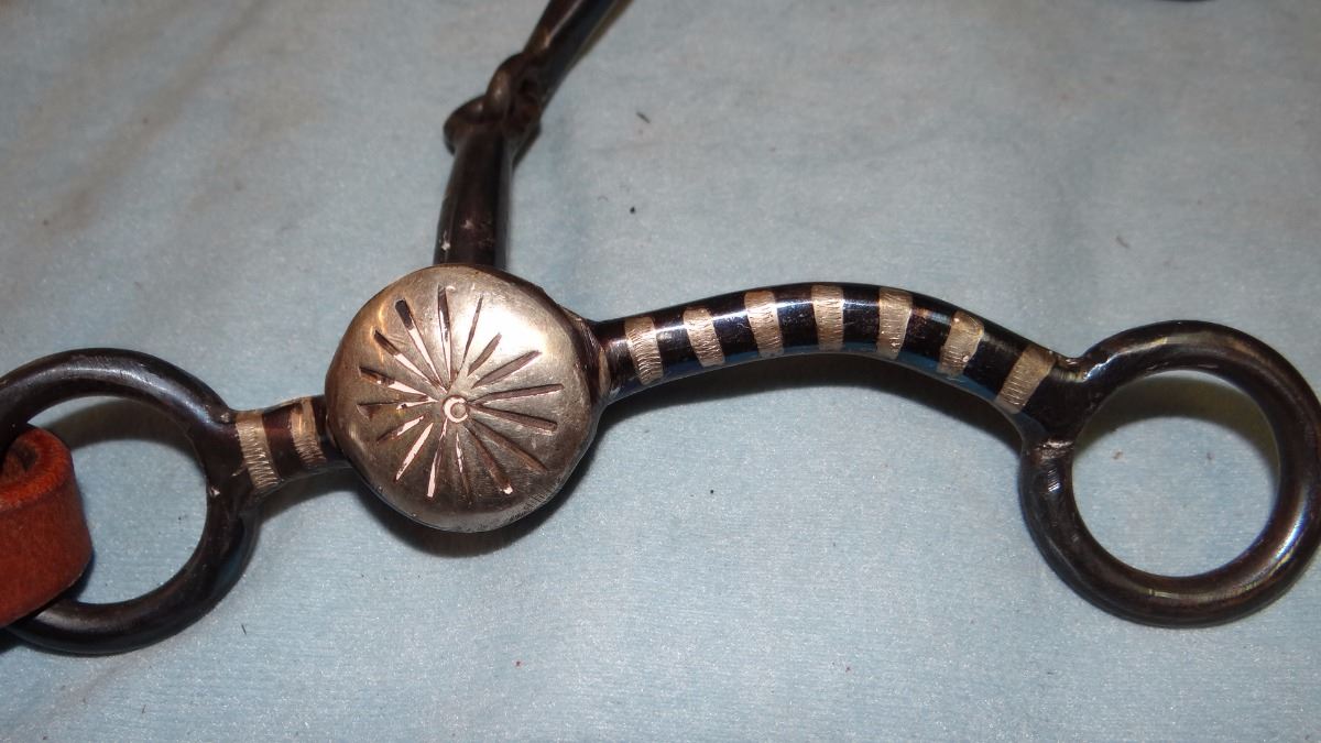 Keith Wellington silver inlaid and mtd new bit w/braided headstall