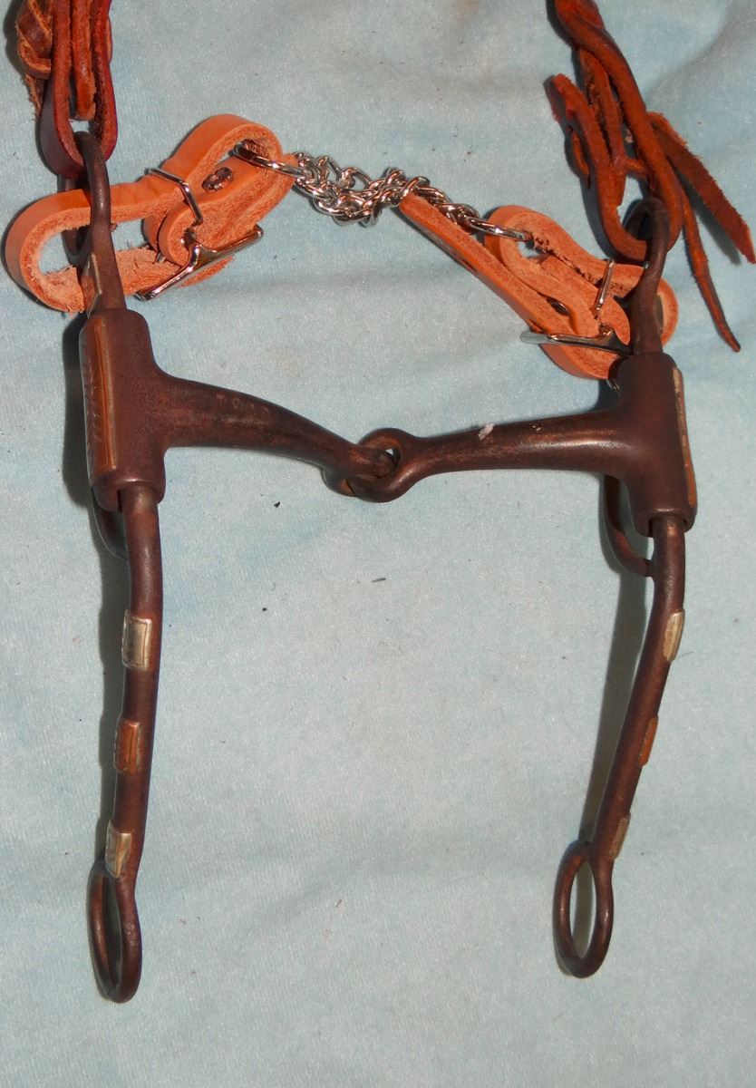 Todd made silver and copper mtd bit in flat braided headstall