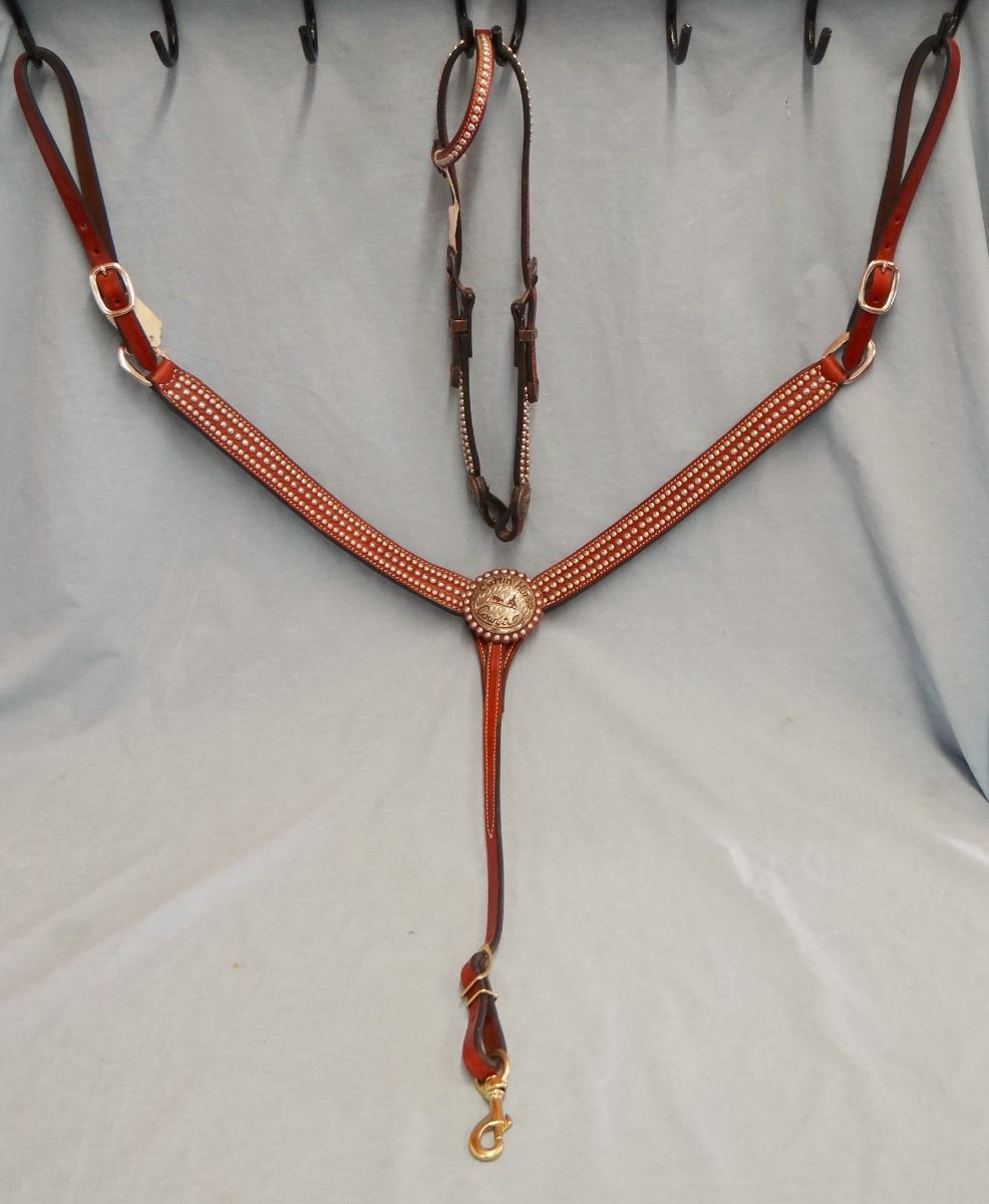 Headstall & breast collar, Cuttin' Horse Cowgirl conchos, brand new