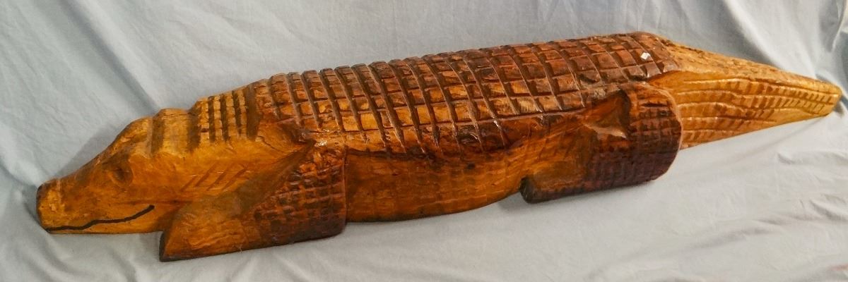 Carved wooden alligator