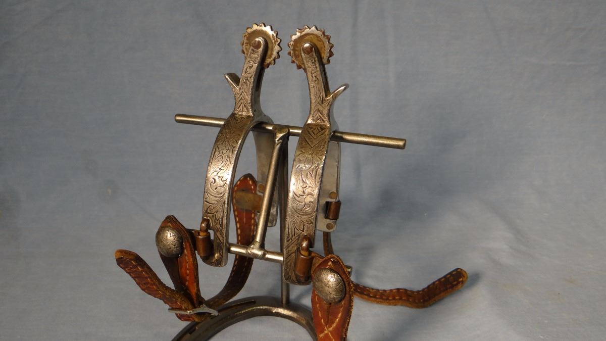 Visalia silver mtd parade spurs on stainless Crockett blanks