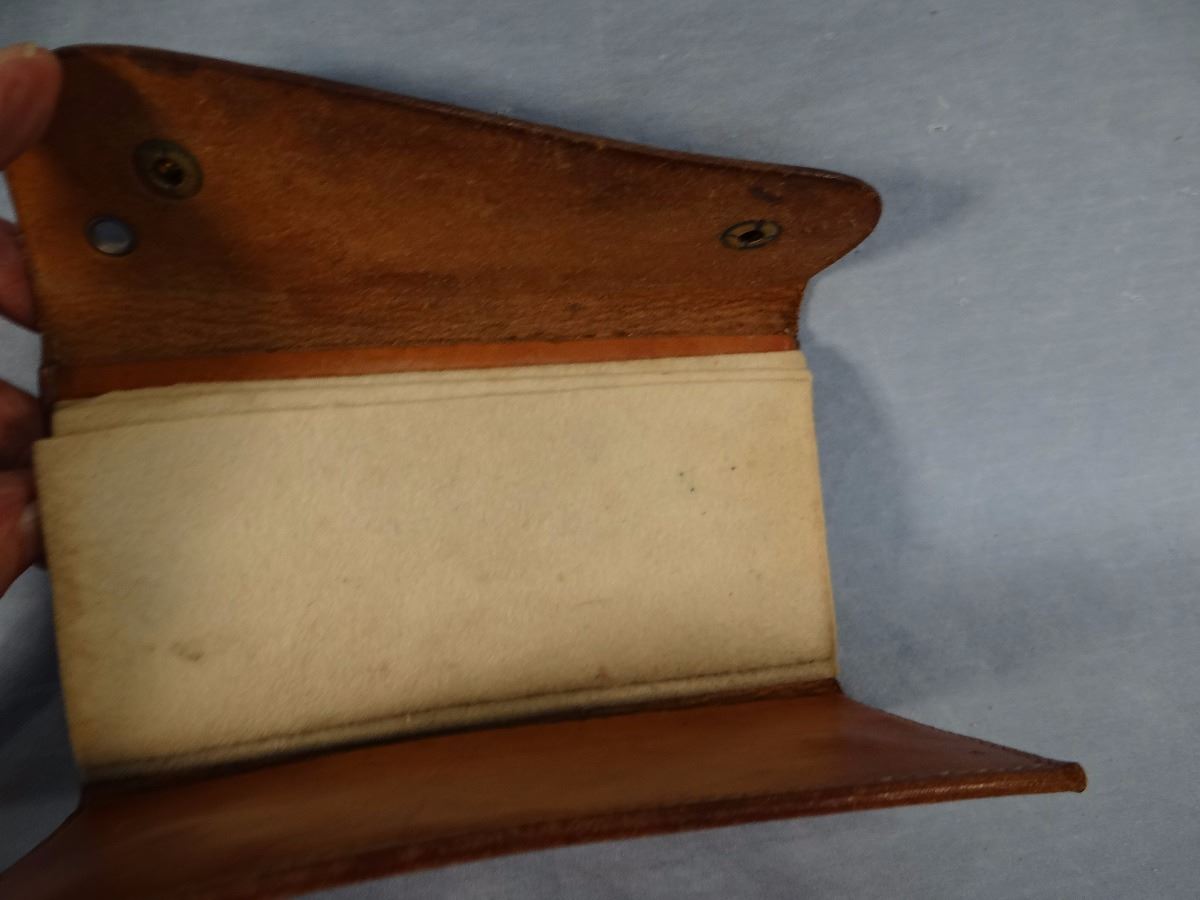 George Lawrence leather fly book, excellent condition