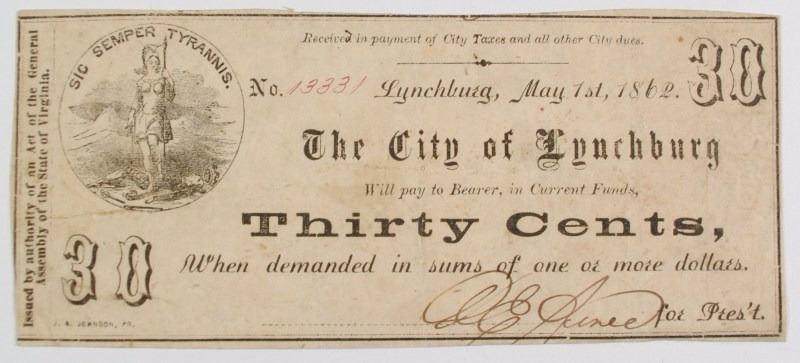 COMPLETE SET OF ( 8 ) LYNCHBURG SHIN PLASTERS CIVIL WAR OBSOLETE ...