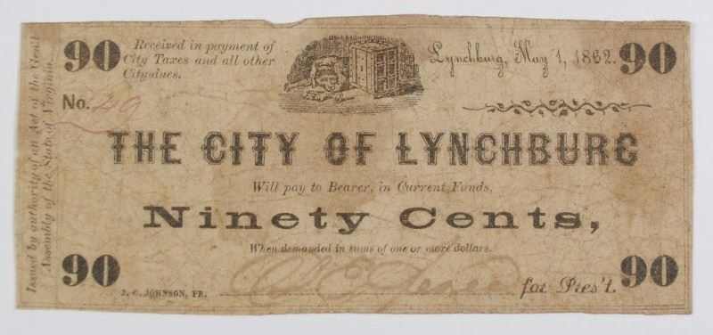 COMPLETE SET OF ( 8 ) LYNCHBURG SHIN PLASTERS CIVIL WAR OBSOLETE ...