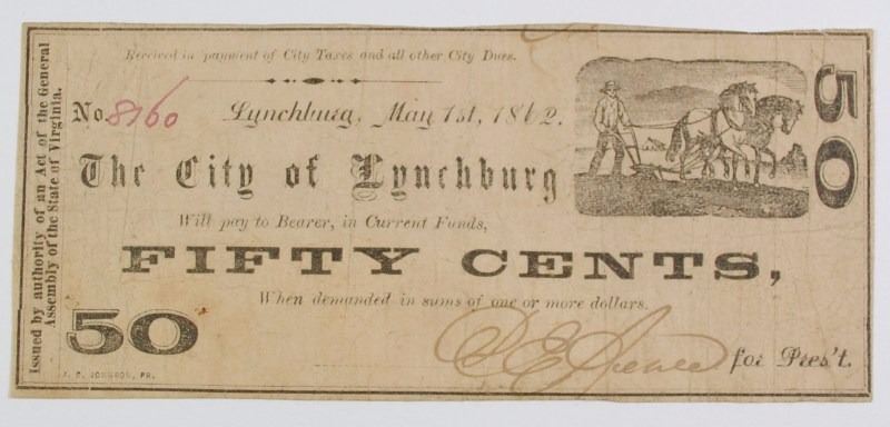 COMPLETE SET OF ( 8 ) LYNCHBURG SHIN PLASTERS CIVIL WAR OBSOLETE ...