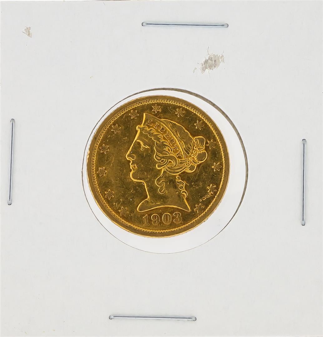 1903-S $5 Liberty Head Half Eagle Gold Coin