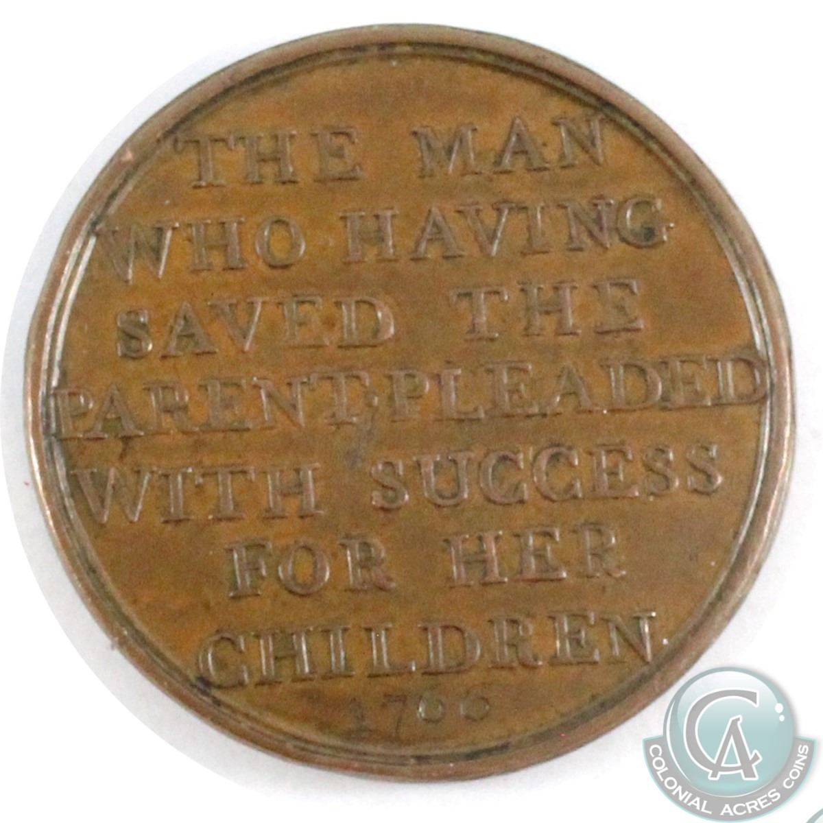 Repeal of the Stamp Act 1766 William Pitt 40mm in diameter Bronze coin ...