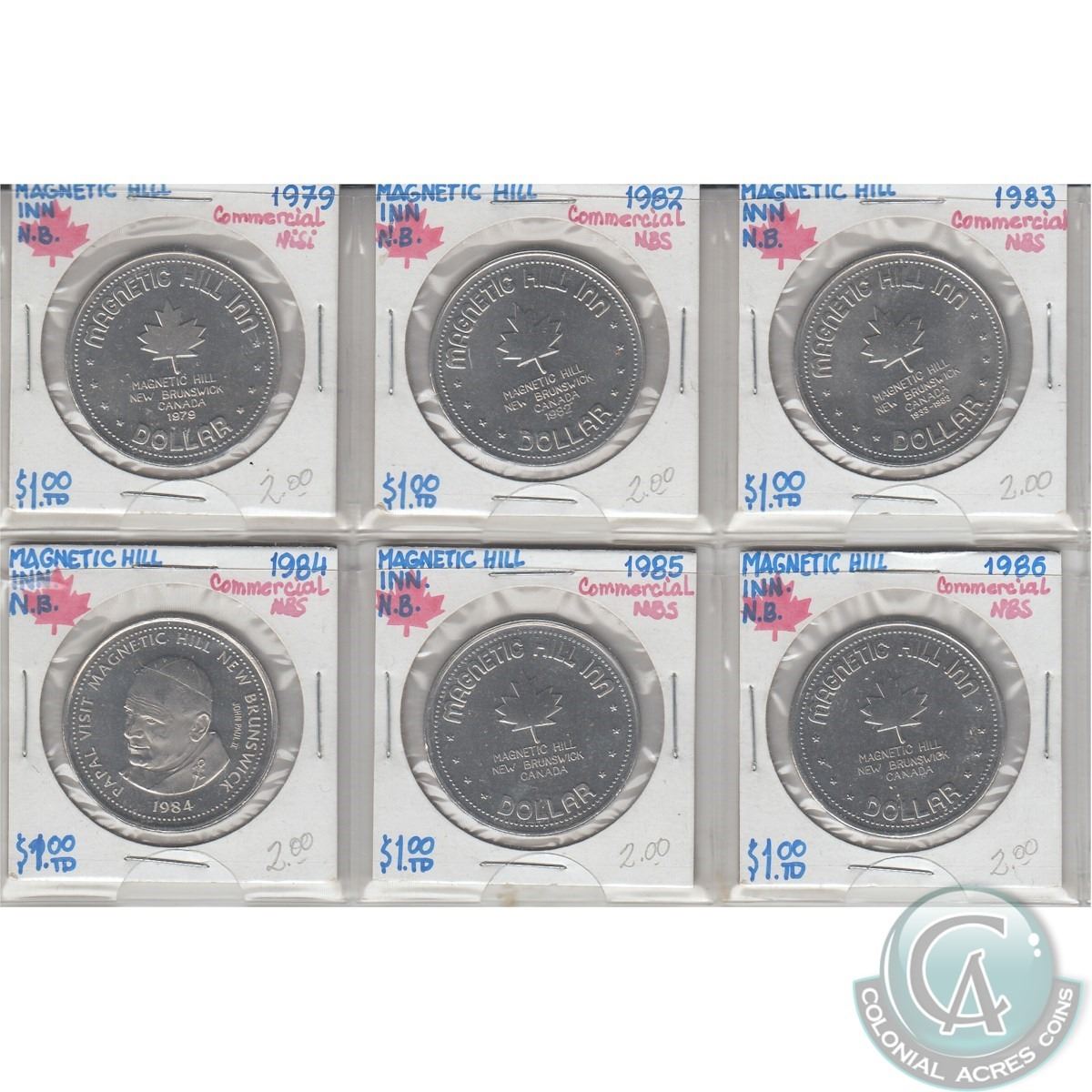 1979, 1982, 1983, 1984, 1985 & 1986 Magnetic Hill Inn New Brunswick $1 ...