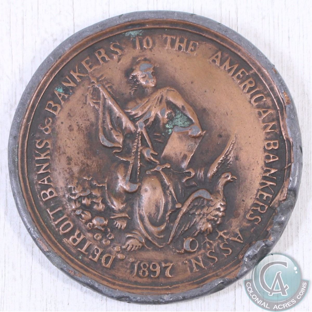 1897 Detroit Banks & Bankers to the American Bankers Medallion. 62 mm ...
