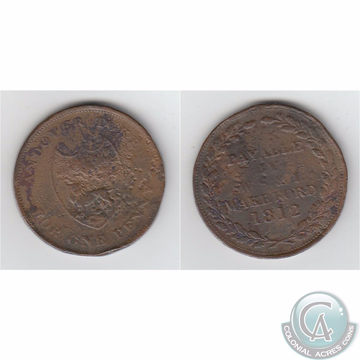 1812 Andover/Wakeford one Penny Token. 34 mm in diameter.