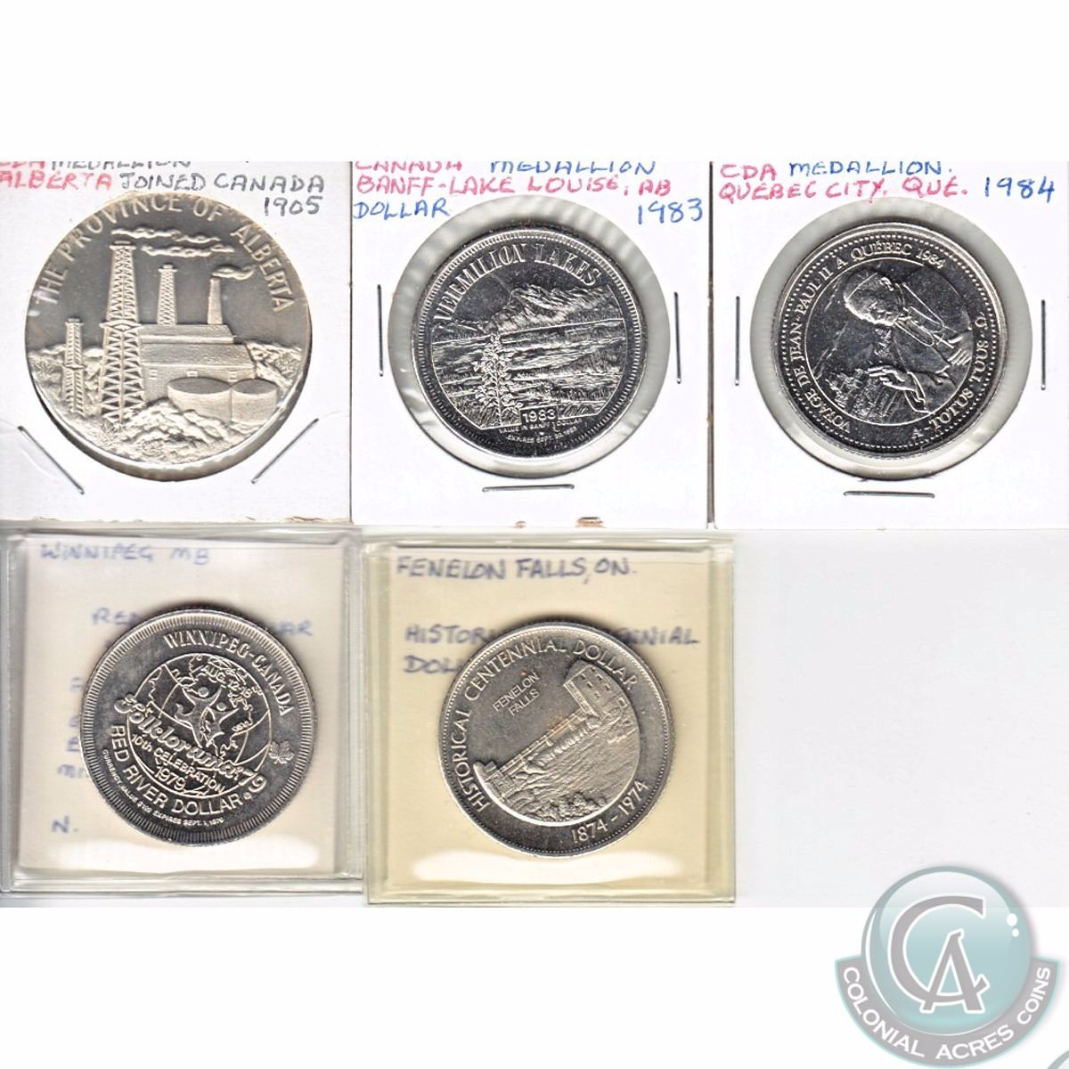 Group Lot of Medallions; Fenelon Falls, Winnipeg, Banff, Alberta ...