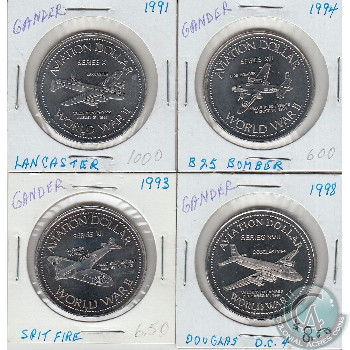 4x 1991-1998 Town of Gander WWII Aviation Dollar Tokens. You will ...