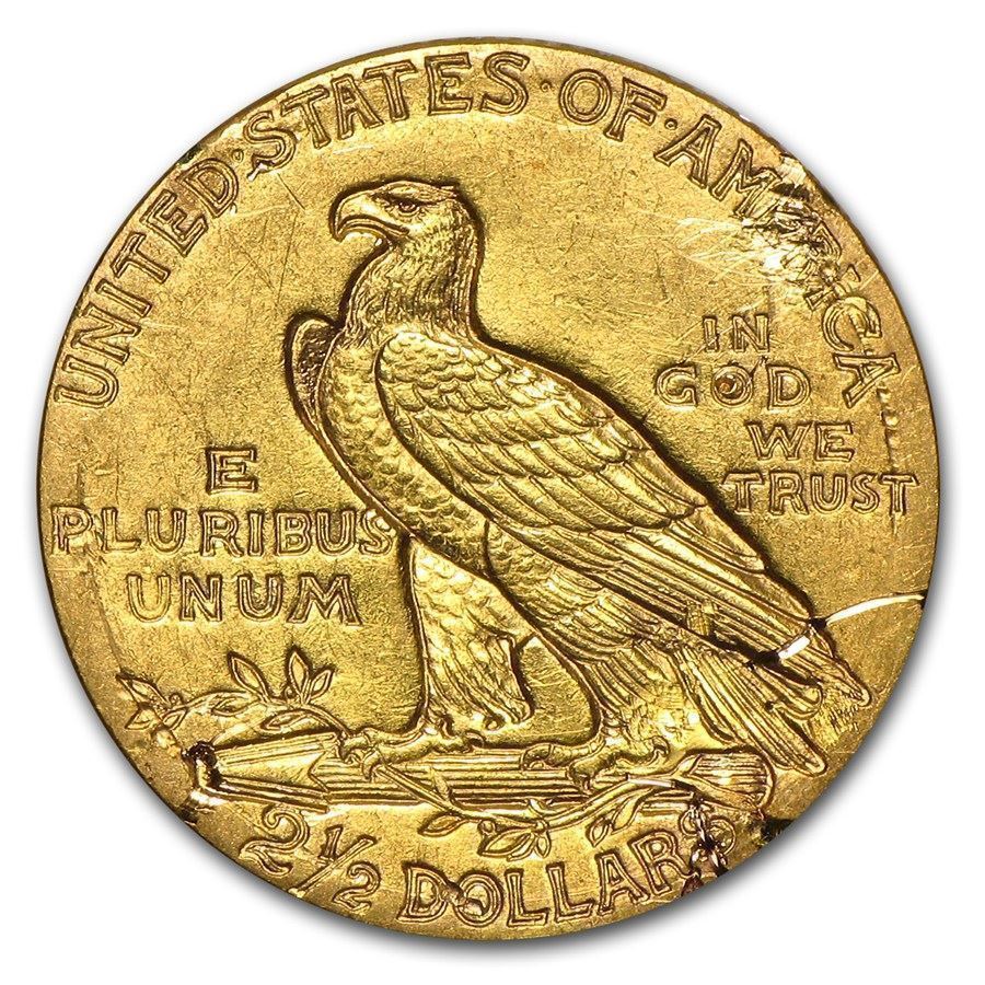 $2.50 Indian Gold Quarter Eagle (1908-1929). NUMISMATIC GOLD COIN