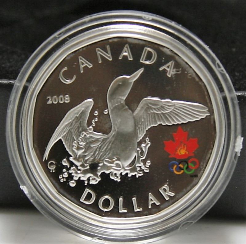 2008 Canada Sterling Silver Lucky Loonie - Vancouver 2010 Olympics