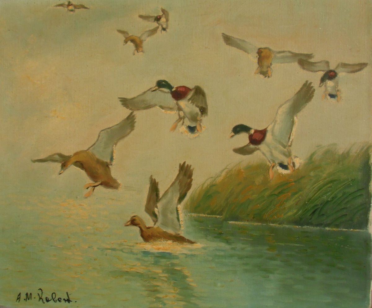 duck A M Roberts painting - peinture de canards