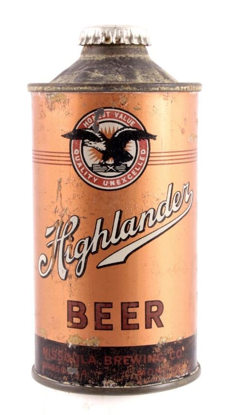 Highlander Cone Top Beer Can Helena Montana
