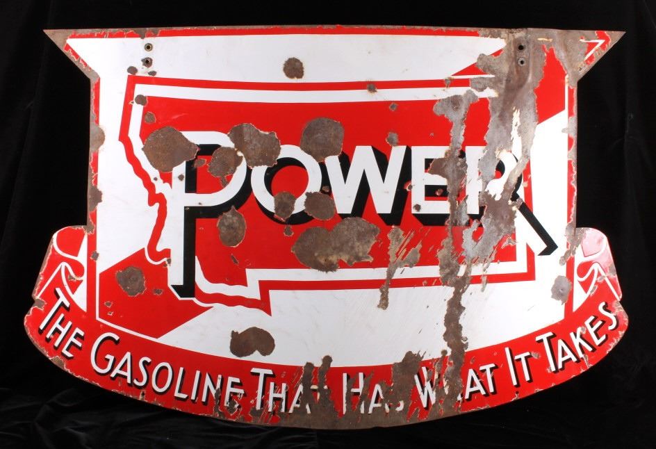 Montana Power Gasoline Double Sided Porcelain Sign