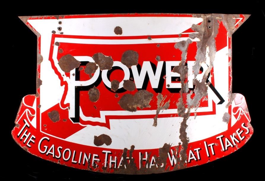 Montana Power Gasoline Double Sided Porcelain Sign