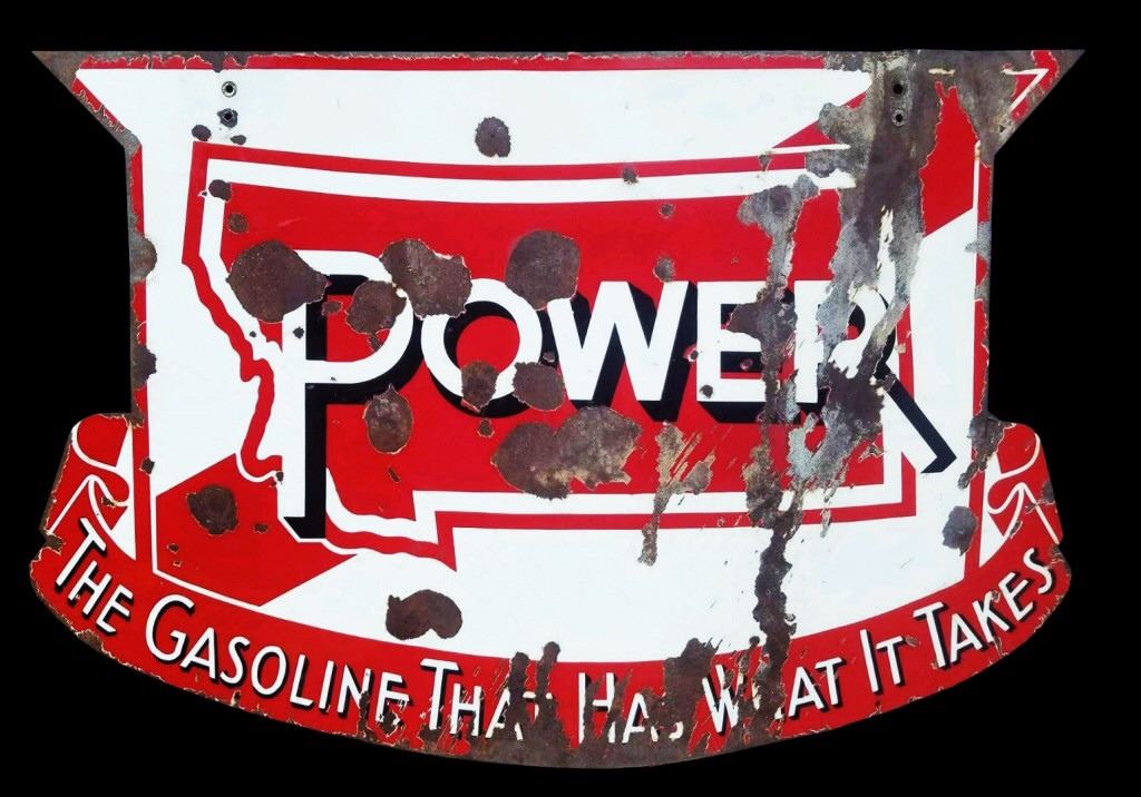 Montana Power Gasoline Double Sided Porcelain Sign