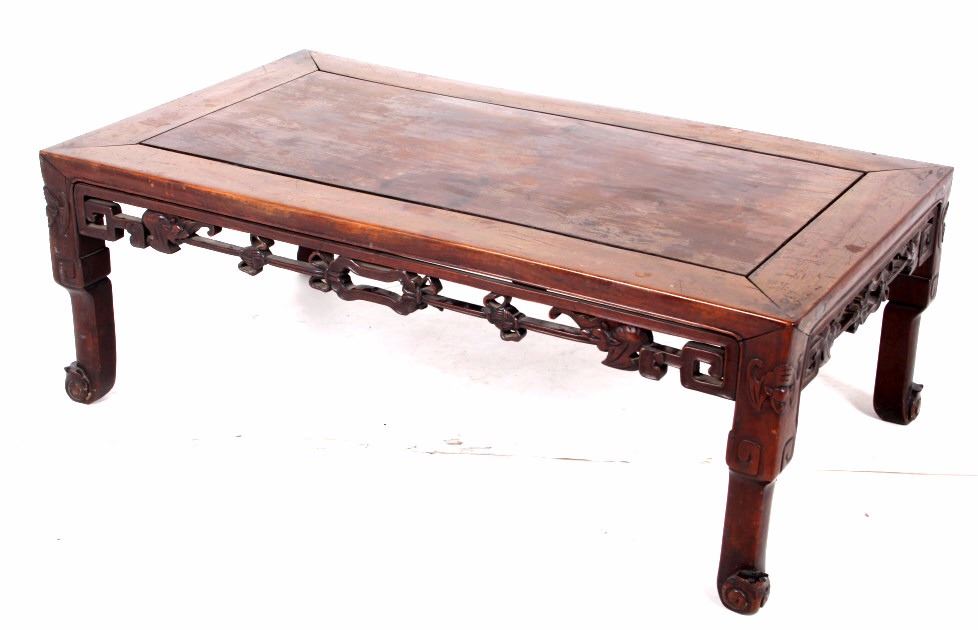 Antique Chinese Carved Bat Motif Table