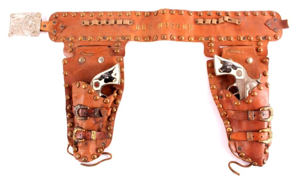 Roy Rogers Leather Gun Belt Holsters & Cap Guns