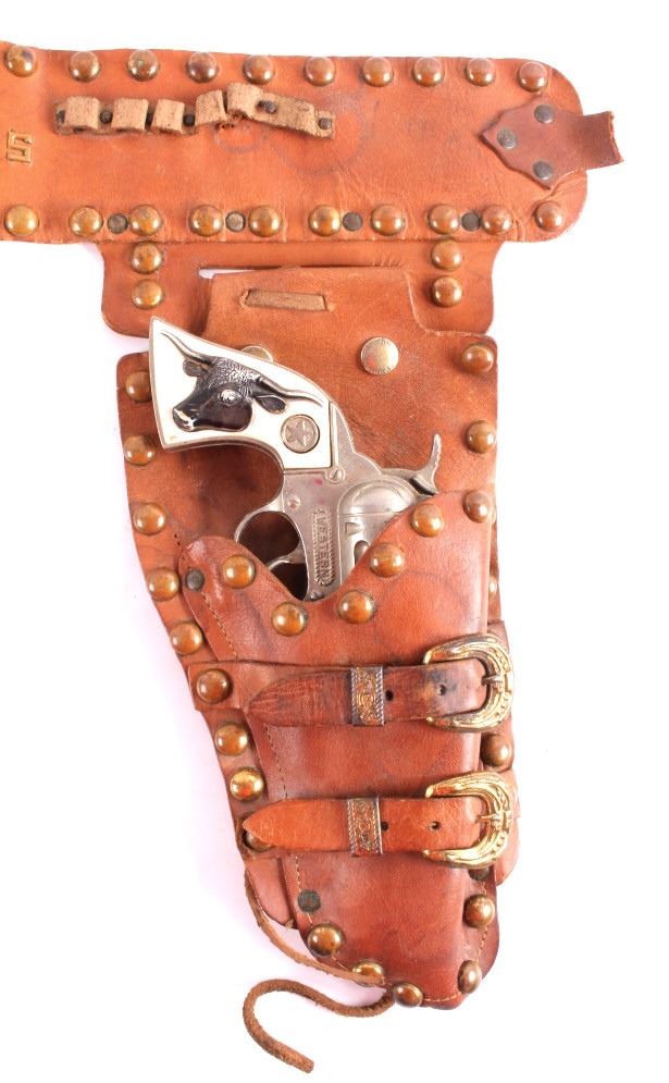 Roy Rogers Leather Gun Belt Holsters & Cap Guns