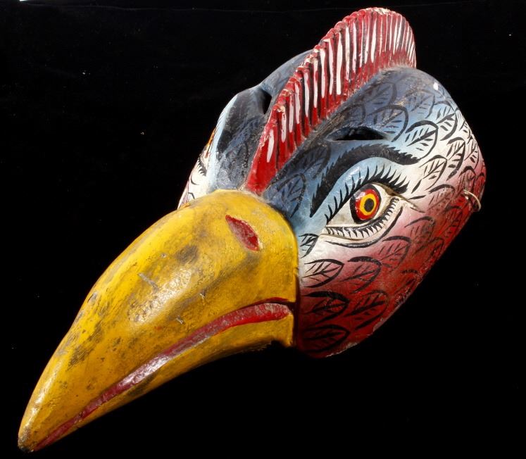 Northwest Coast Polychrome Raven Mask Early