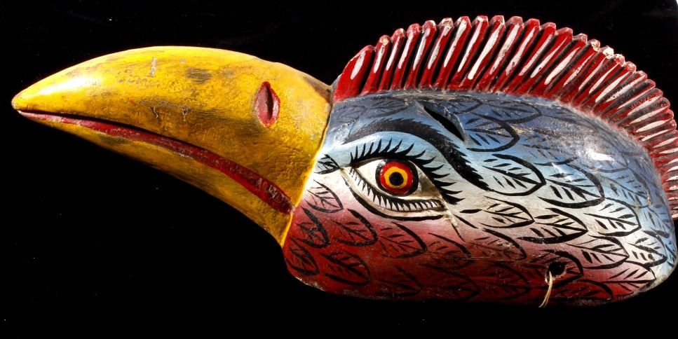 Northwest Coast Polychrome Raven Mask Early