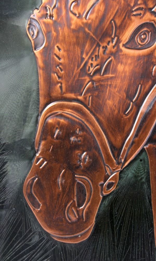 Hand Hammered Copper Horse Head Framed Relief
