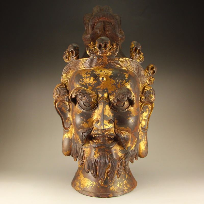 Chinese Gilt Gold Bronze Chiyua Statue