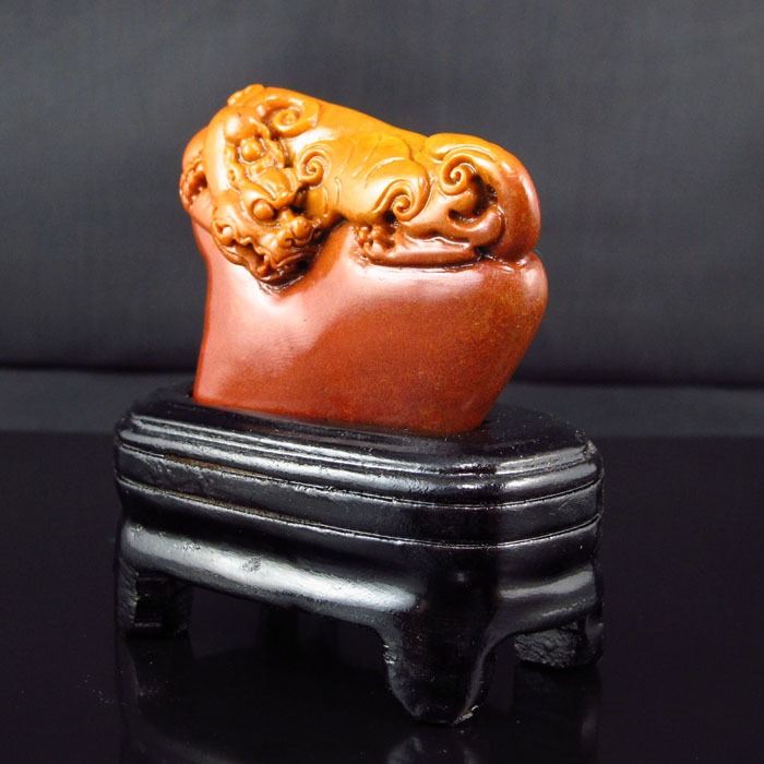 Chinese Shoushan Stone Pi Xiu Dragon Statue